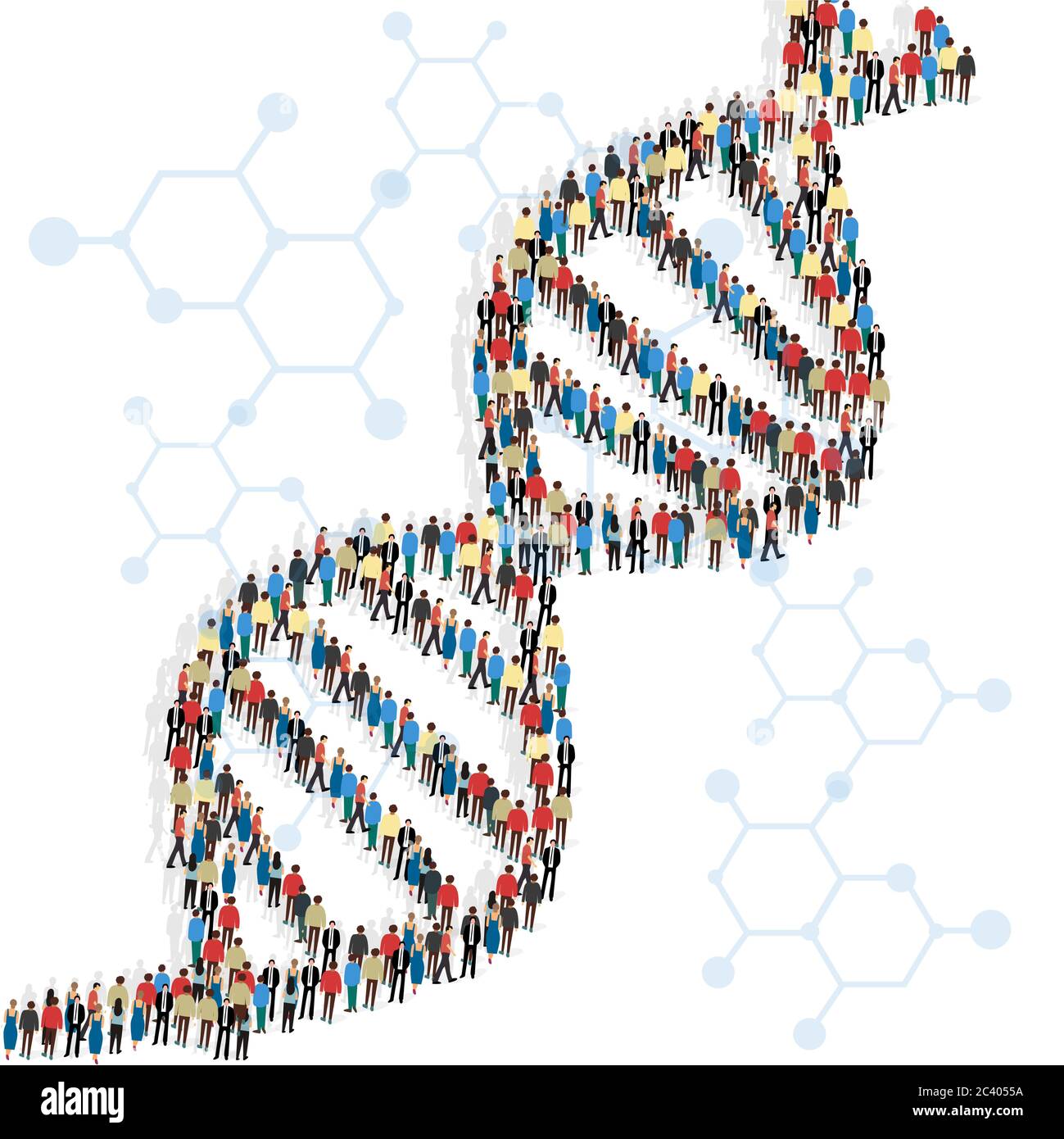 DNA chain made of dozens of people, white background Stock Vector Image ...