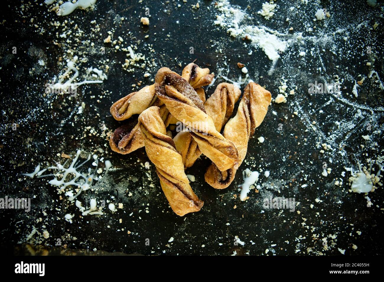 Conference snacks. sweet cookies on a rustic background Stock Photo - Alamy