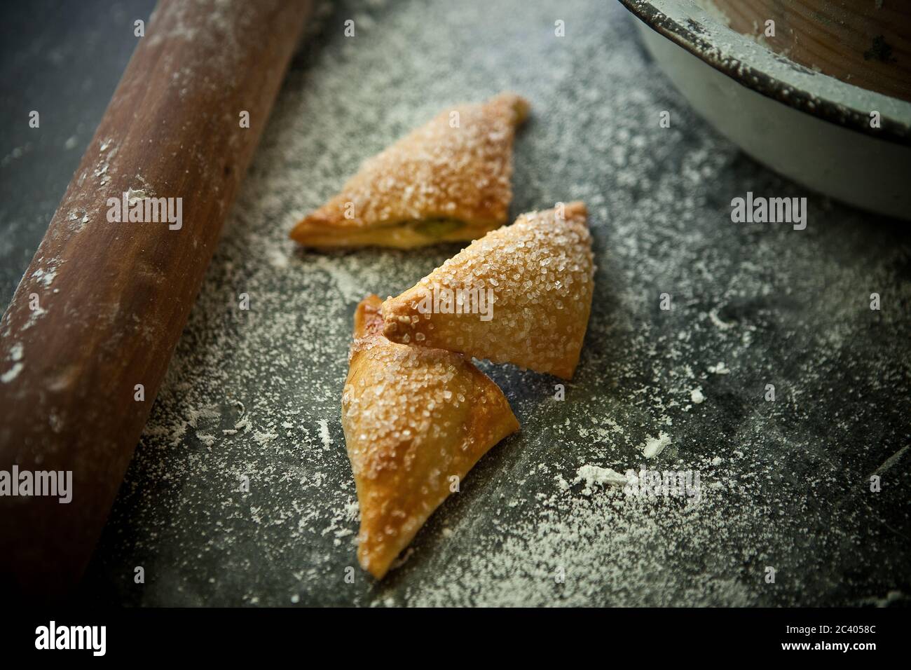 Conference snacks. sweet cookies on a rustic background Stock Photo - Alamy