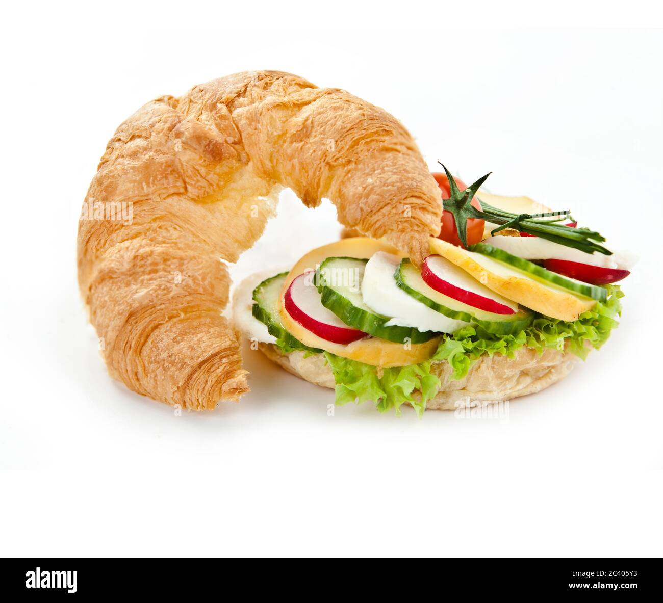 Conference snacks. conference sandwiches. croissants on a white ...