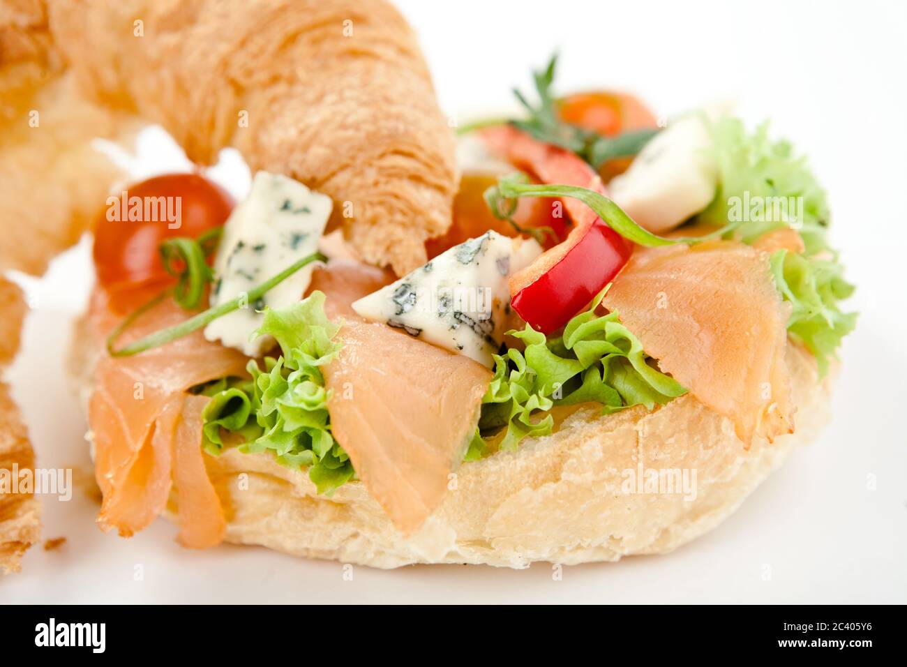 Conference snacks. conference sandwiches. croissants on a white ...