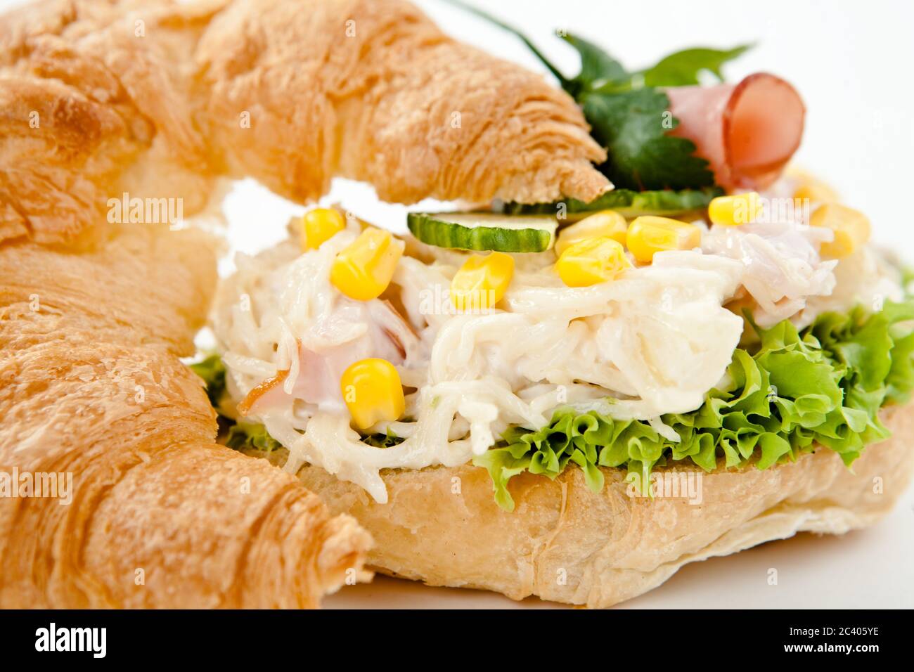 Conference snacks. conference sandwiches. croissants on a white ...