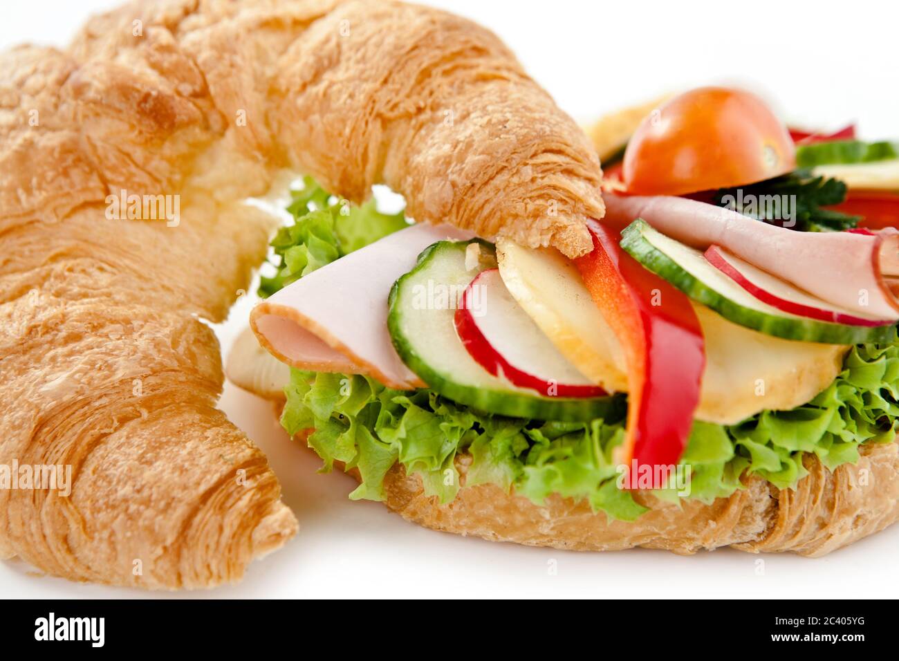 Conference snacks. conference sandwiches. croissants on a white ...