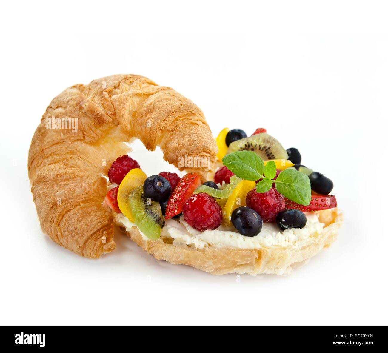 Conference snacks. conference sandwiches. croissants on a white ...