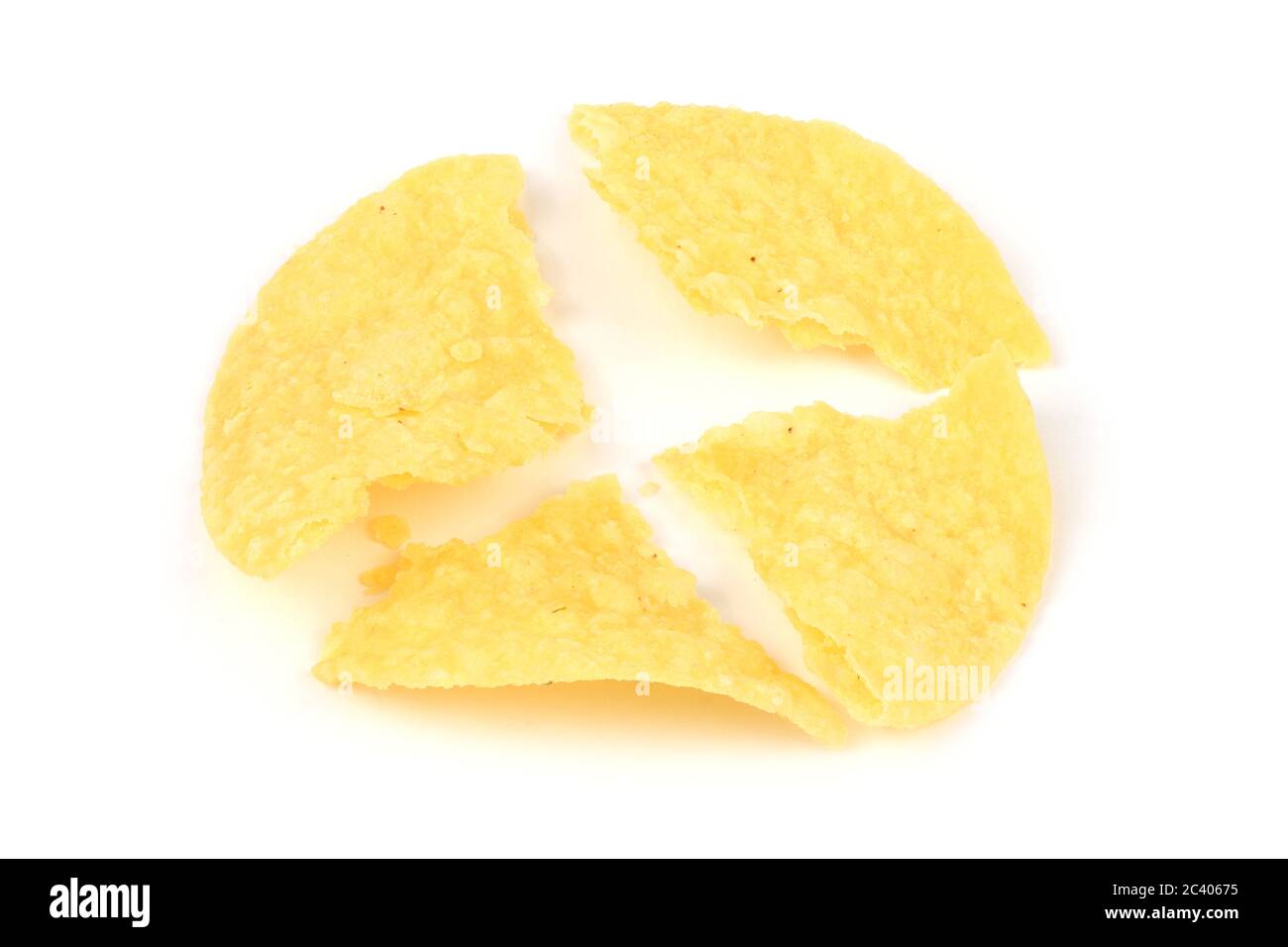 Broken potato chips isolated on white background. High resolution photo ...