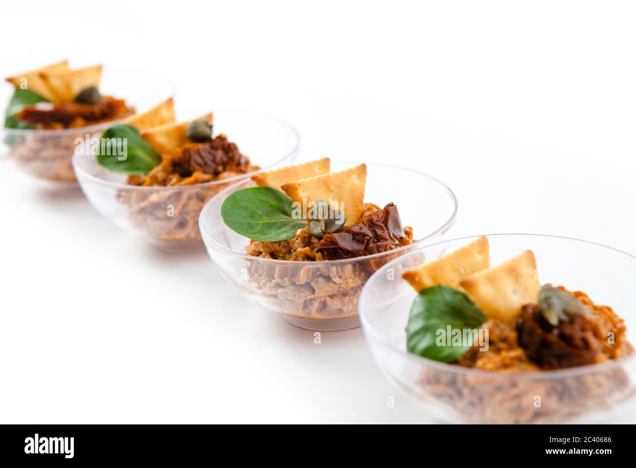 Conference snacks. Dry catering. Small dish snacks on a white ...
