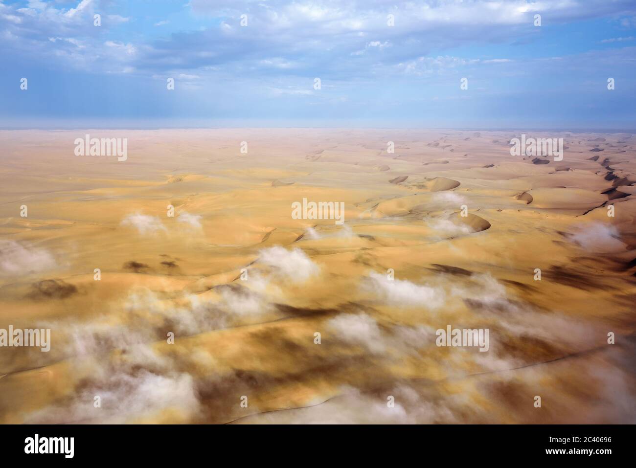 Aerial view of high sand dunes, located in the Namib Desert, Namibia ...