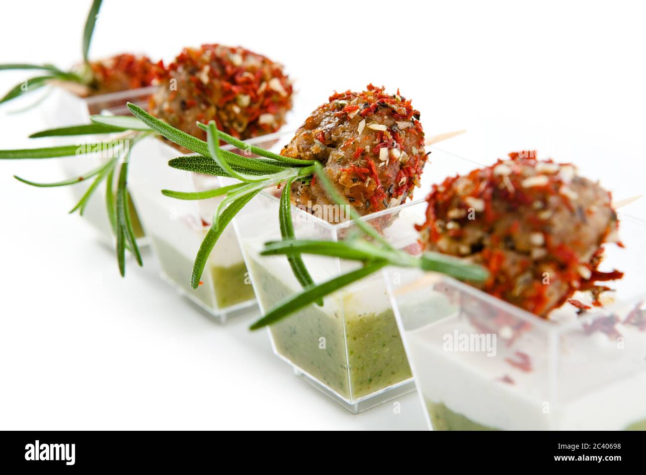 Conference snacks. Dry catering. Small dish snacks on a white ...