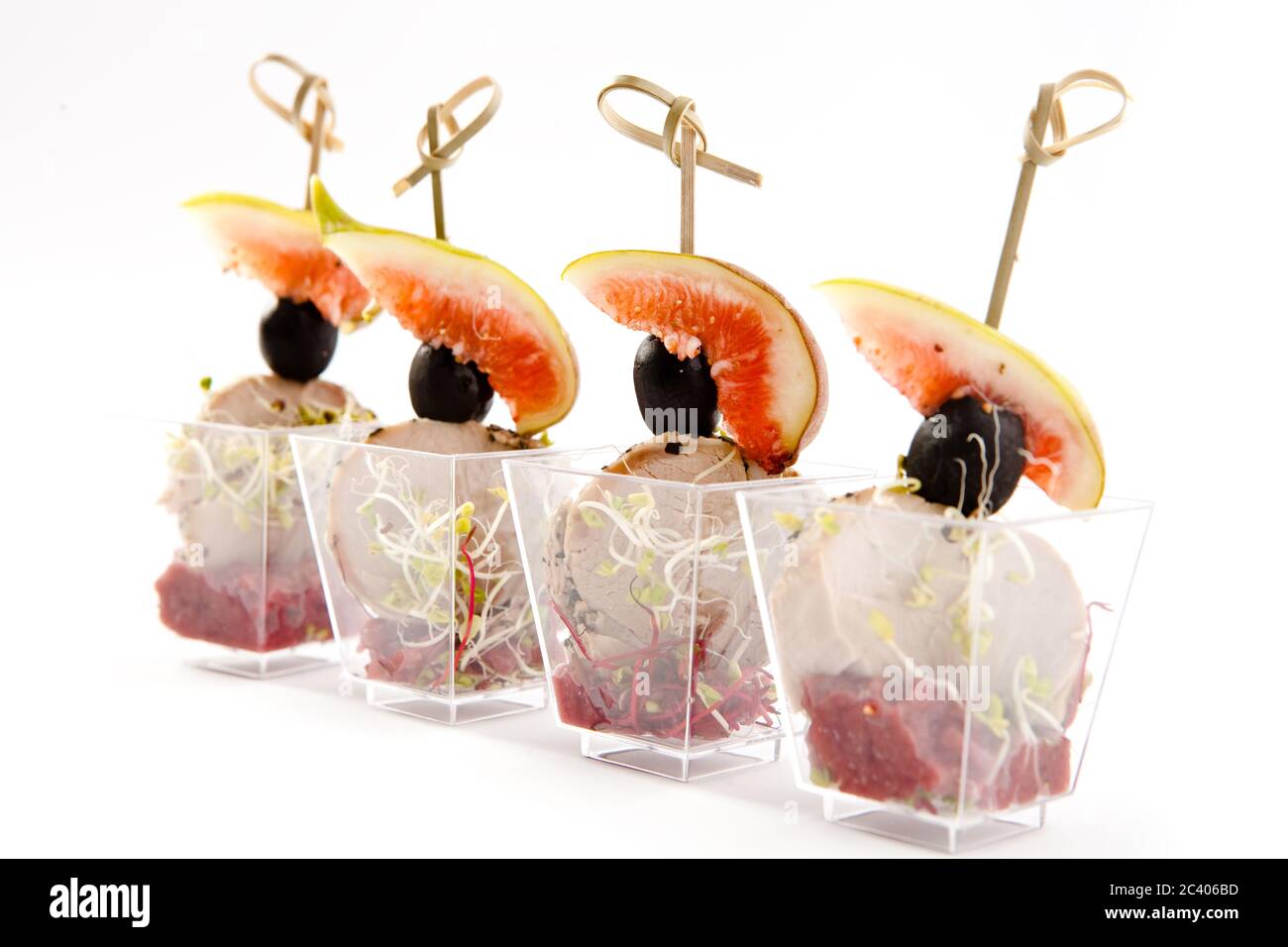 Conference snacks. Dry catering. Small dish snacks on a white ...