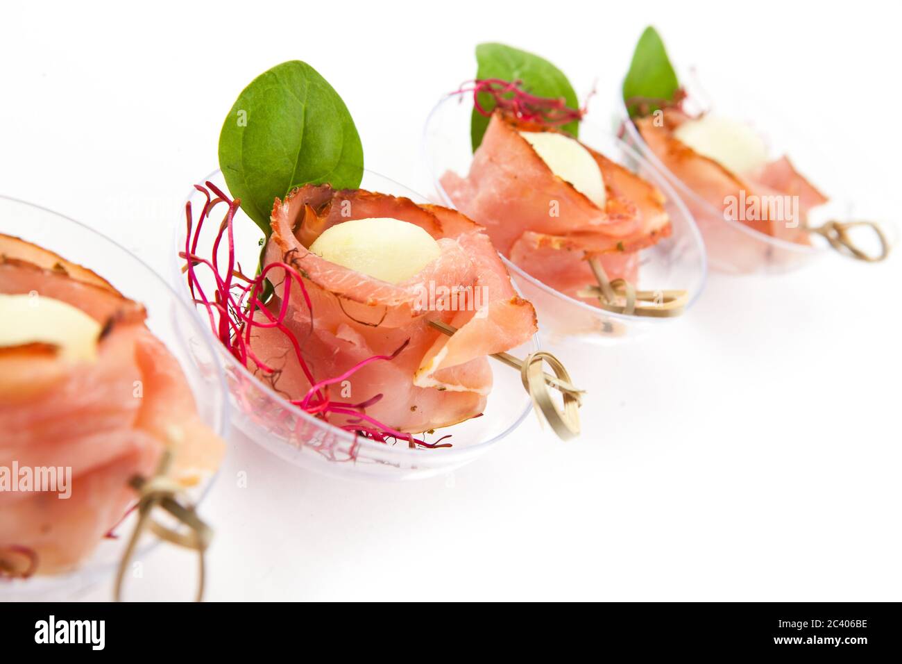 Conference snacks. Dry catering. Small dish snacks on a white ...