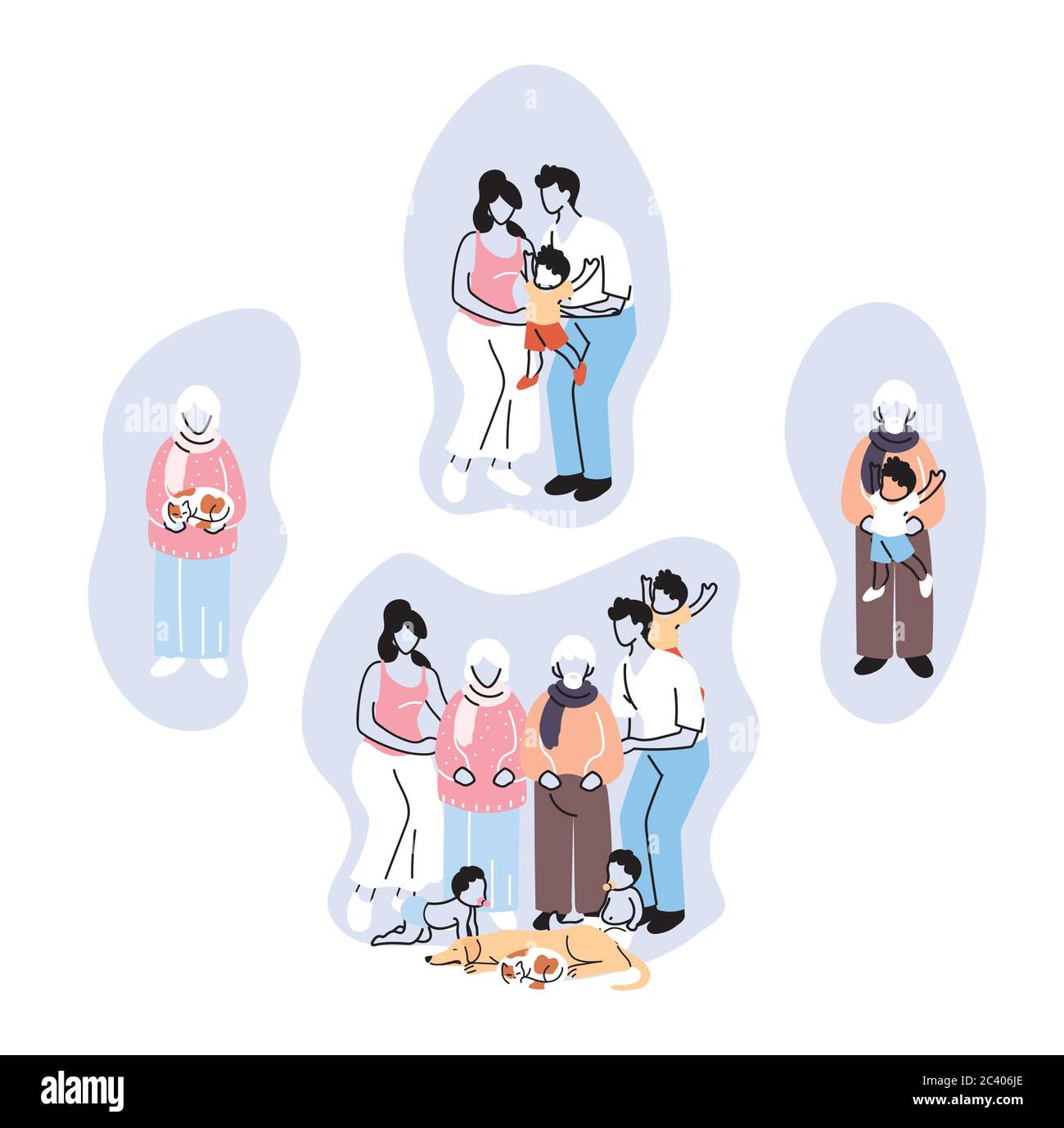 set of icons isolation and social distancing, stay home vector ...