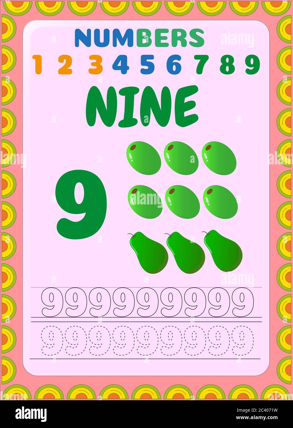 Preschool and toddler math with olive and pear design Stock Vector ...