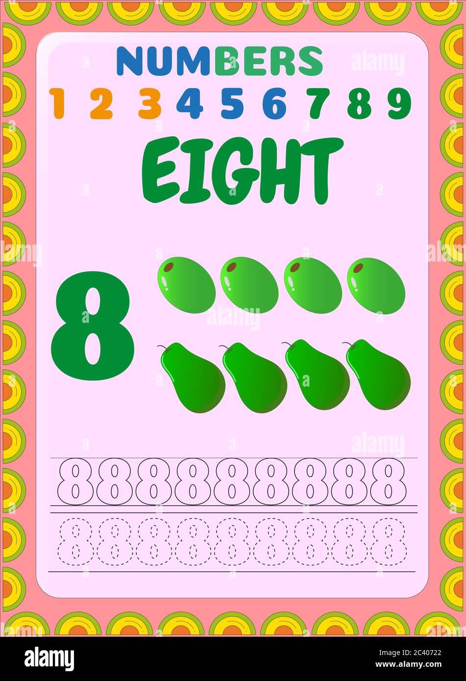 Preschool and toddler math with olive and pear design Stock Vector ...