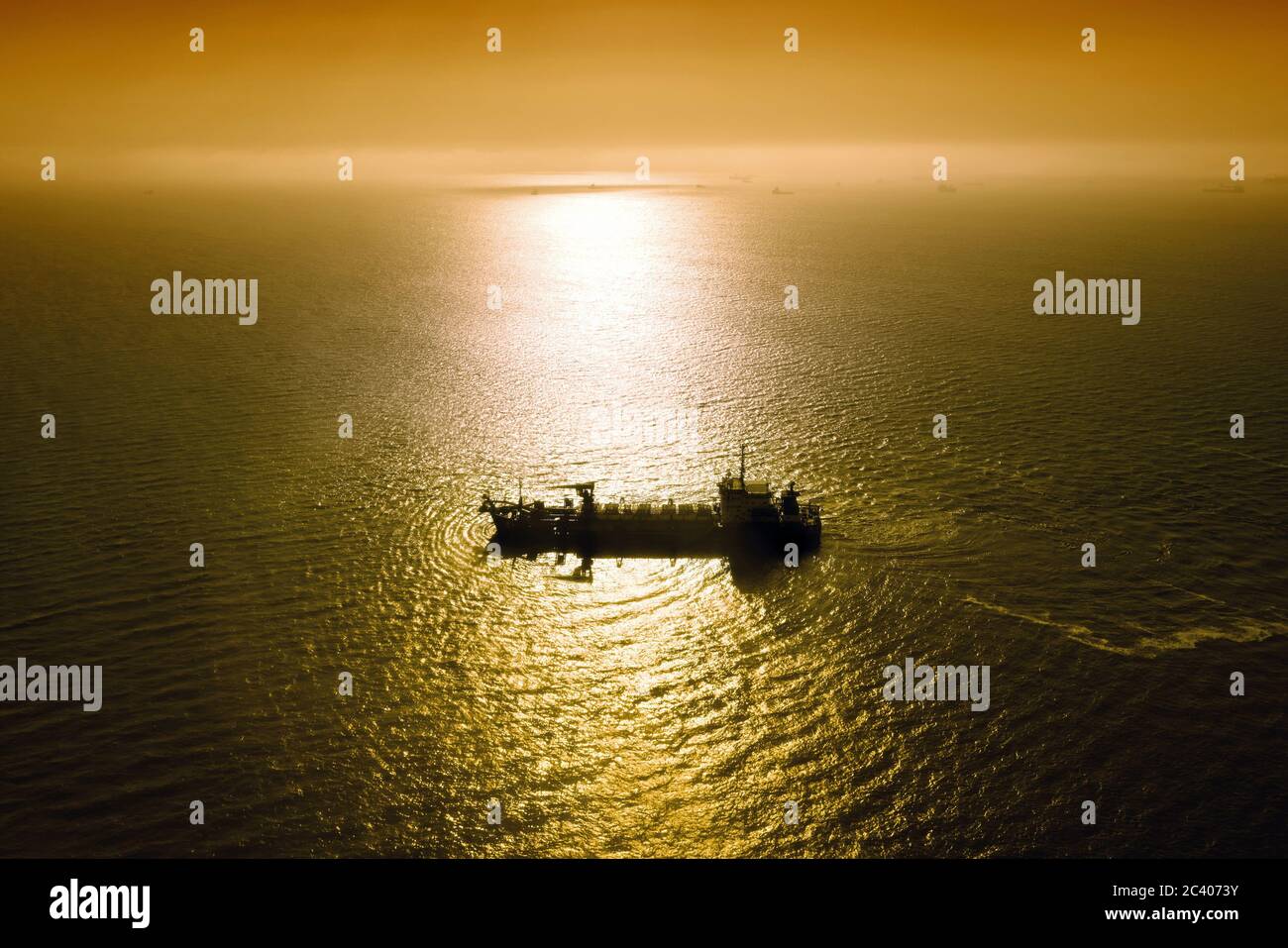Night view of the ship in the Atlantic ocean in moonlight pathway Stock ...