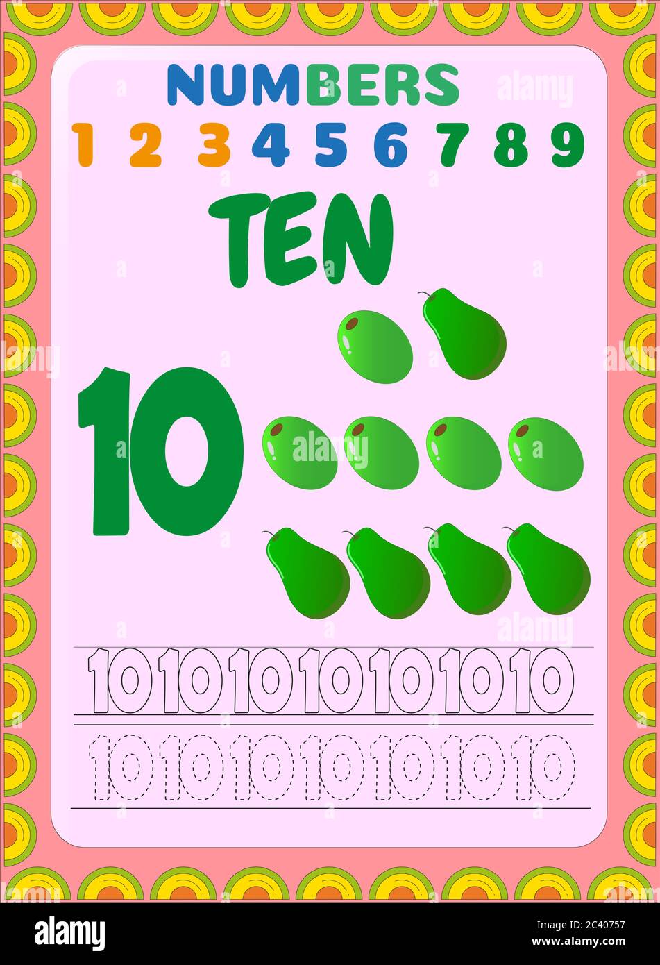 Preschool and toddler math with olive and pear design Stock Vector ...