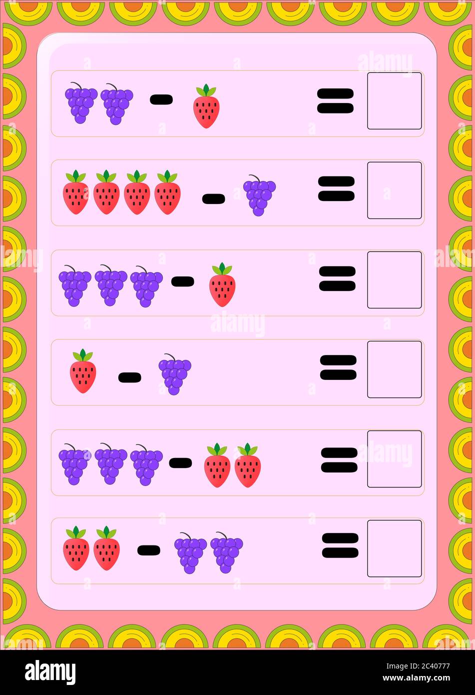 Preschool toddler math with grapes and strawberry design Stock Vector ...