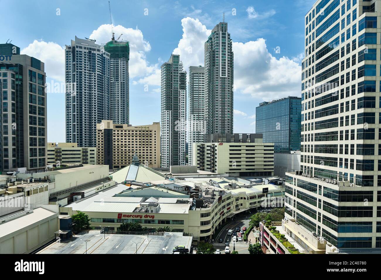 View of Makati city during the day. Skyscrapers in clear Sunny weather ...