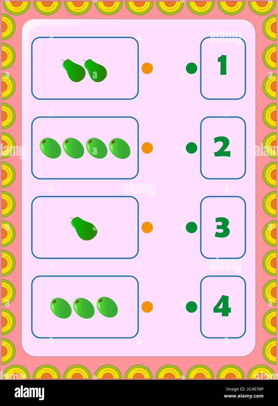 Preschool and toddler math with olive and pear design Stock Vector ...