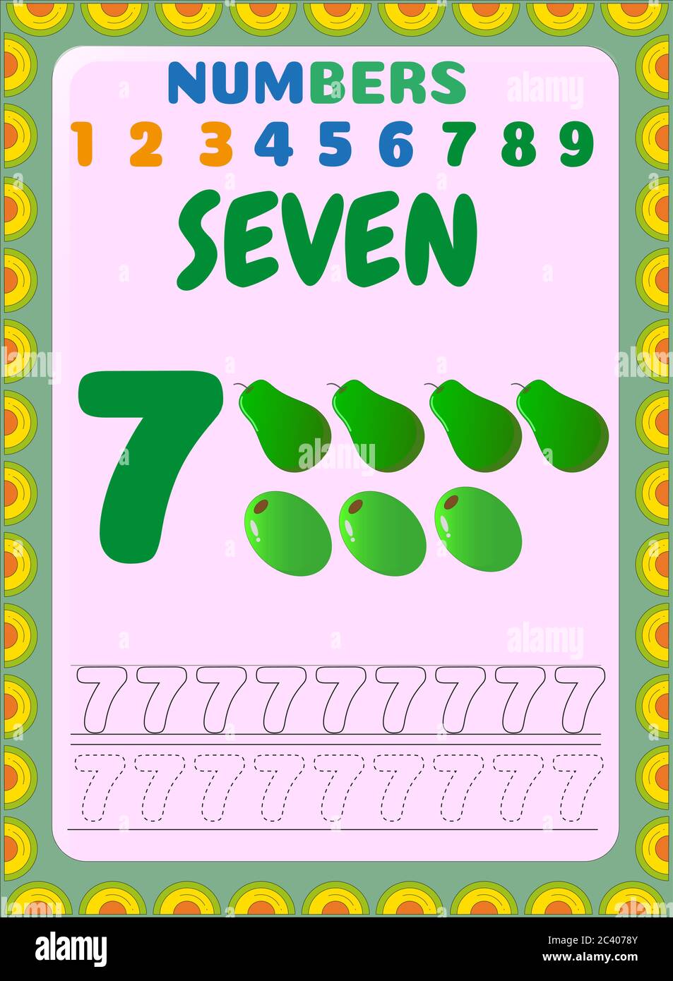 Preschool and toddler math with olive and pear design Stock Vector ...