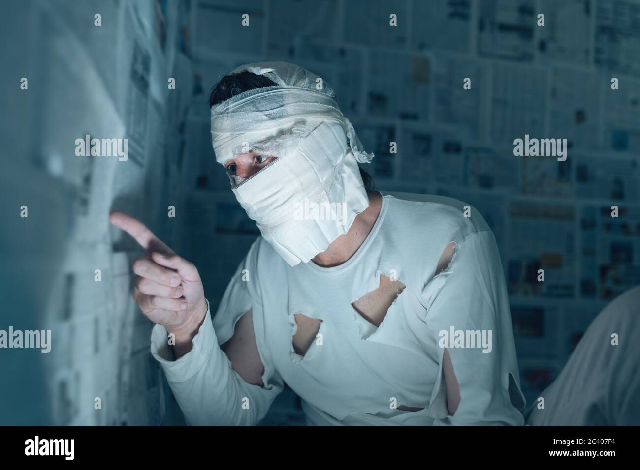 Victim of tabloid journalism and fake news infodemic, conceptual image ...