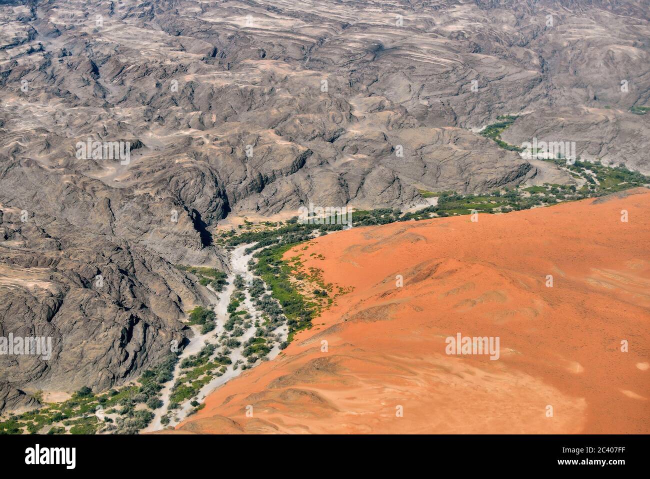 Aerial view on the beautiful landscape of the Kuiseb canyon in Namib ...