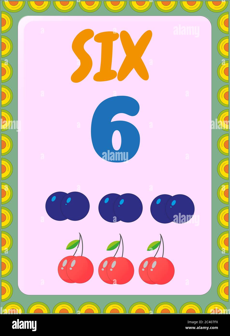 Preschool and toddler math with cherry and blueberry design Stock ...