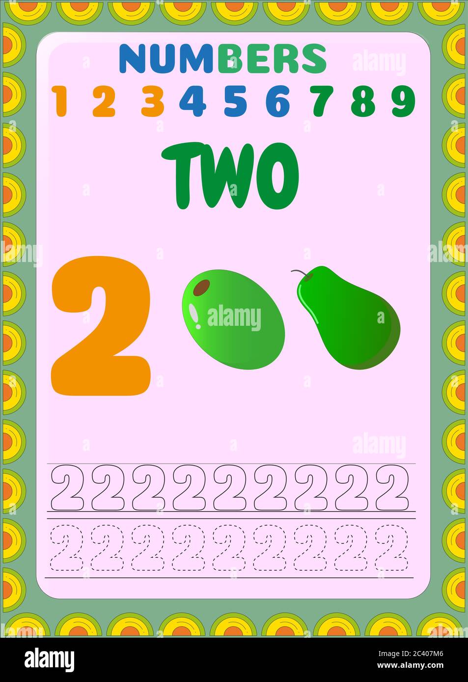 Preschool and toddler math with olive and pear design Stock Vector ...