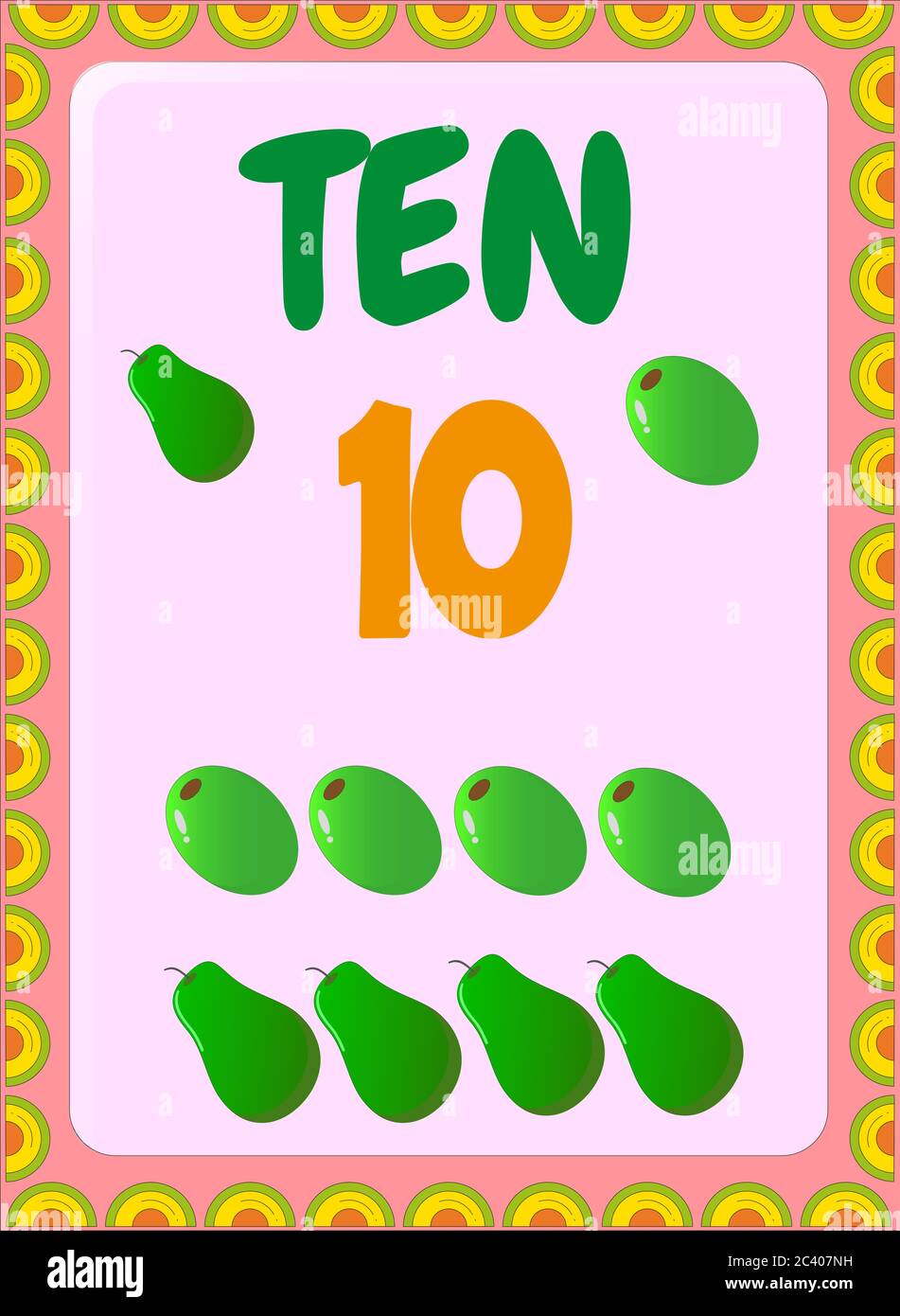Preschool and toddler math with olive and pear design Stock Vector ...