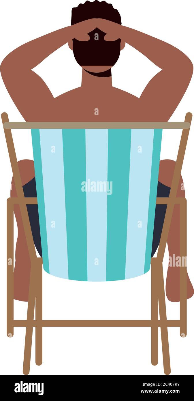 Boy cartoon on sunchair design, Summer vacation tropical and relaxation ...
