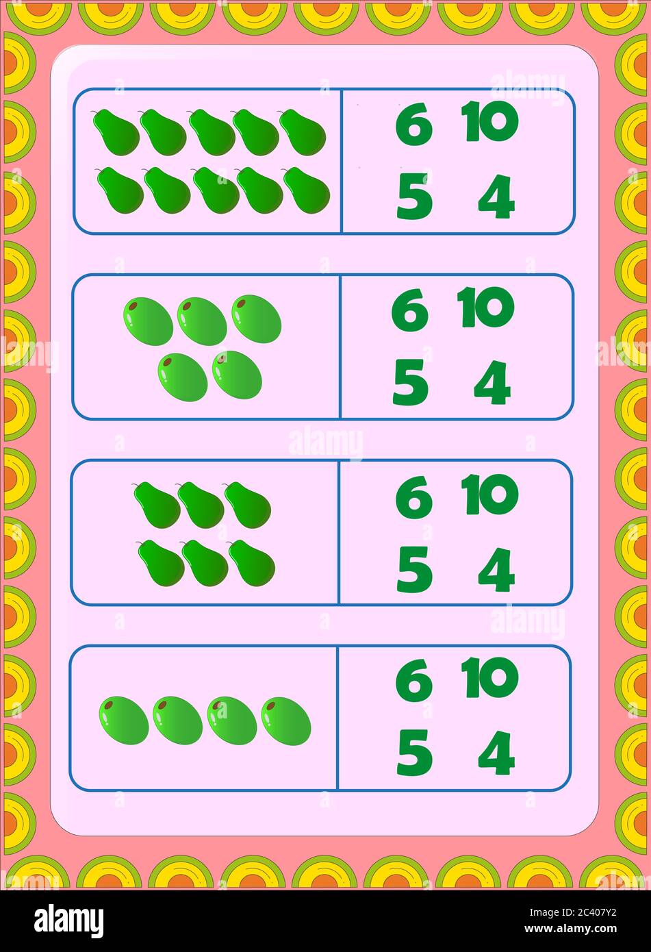 Preschool and toddler math with olive and pear design Stock Vector ...