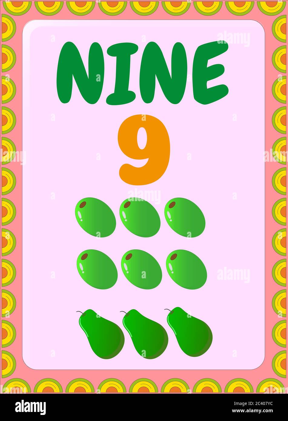 Preschool and toddler math with olive and pear design Stock Vector ...