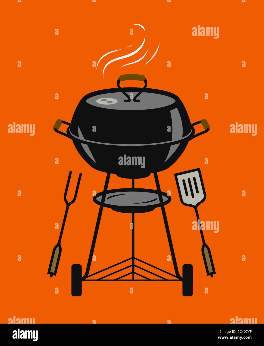 Barbecue grill, cookout. BBQ, brazier vector illustration Stock Vector ...