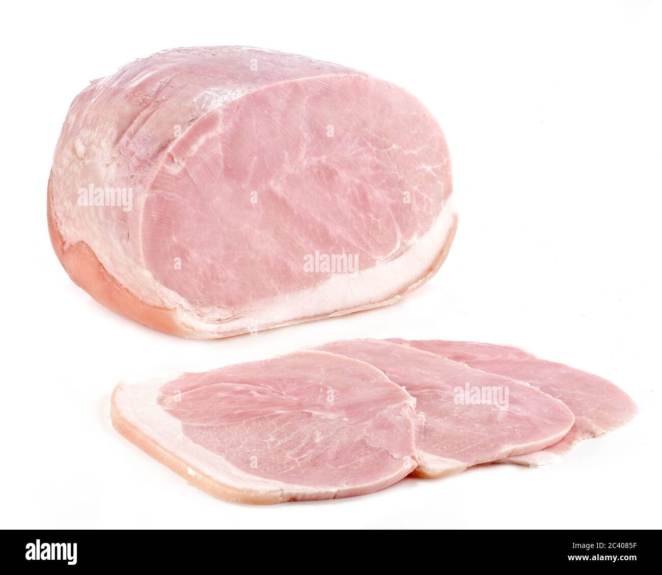 Ham, pork, bacon - smoked ham on a white background. Slices of ham ...
