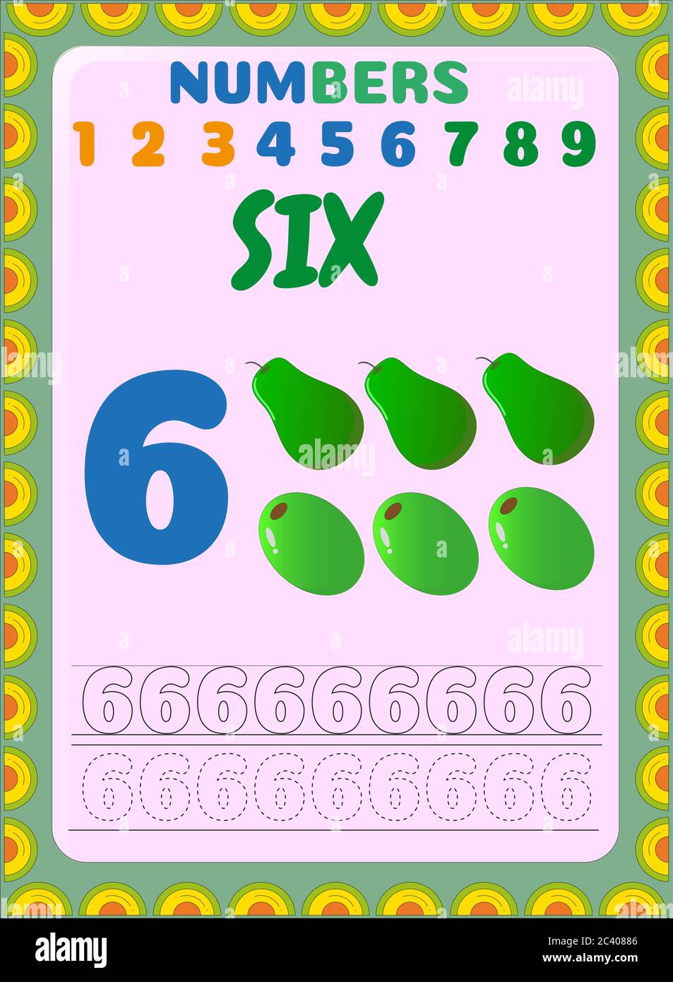 Preschool and toddler math with olive and pear design Stock Vector ...