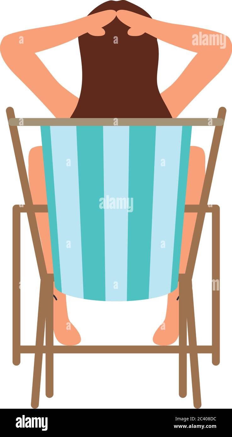 Girl cartoon on sunchair design, Summer vacation tropical and ...