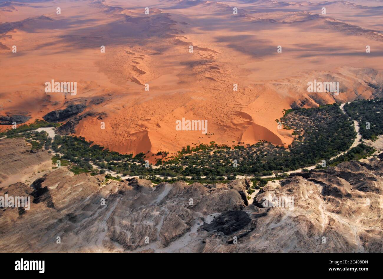 Aerial view on the beautiful landscape of the Kuiseb canyon in Namib ...