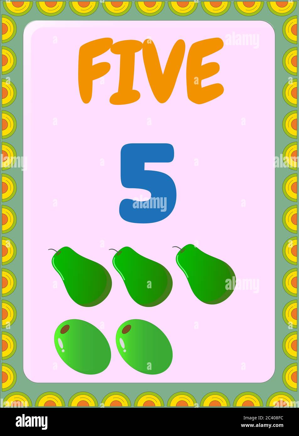 Preschool and toddler math with olive and pear design Stock Vector ...