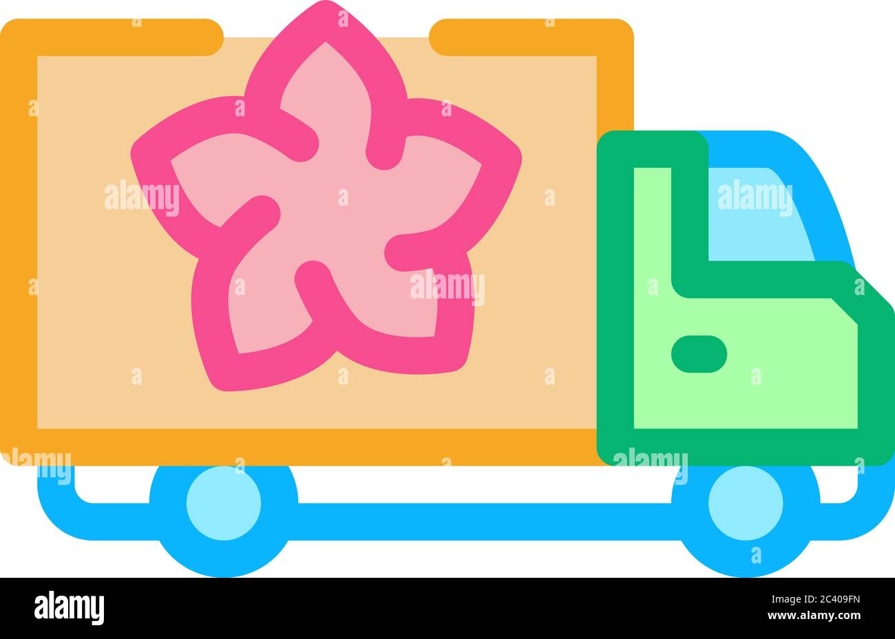 flower shop delivery truck icon vector outline illustration Stock ...