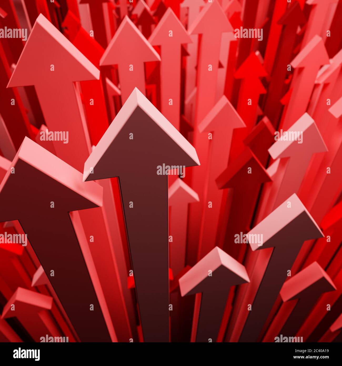 3d render: Red arrows pointing up. Concept for success leadership ...