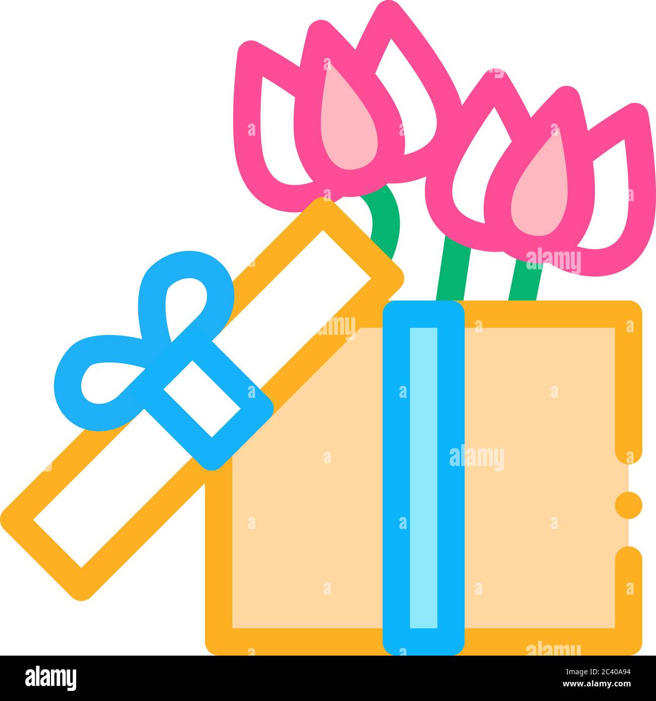 flower gift box icon vector outline illustration Stock Vector Image ...
