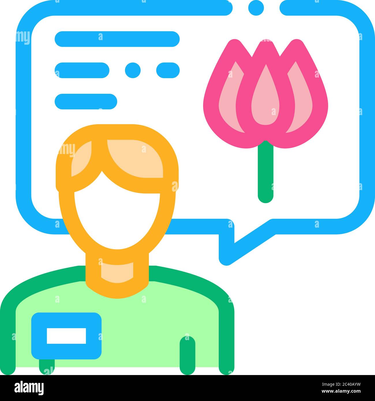 flower shop seller consultant icon vector outline illustration Stock ...