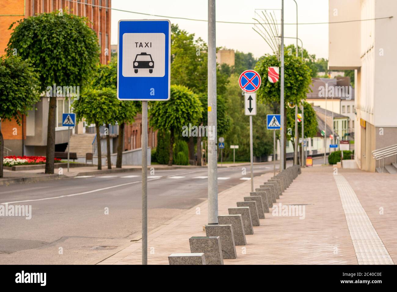 Blue traffic sign taxi parking allowed in Europe Stock Photo - Alamy