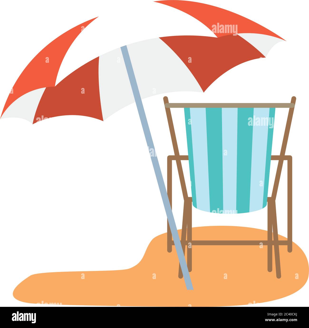 striped sunchair with umbrella design, Summer vacation tropical and ...
