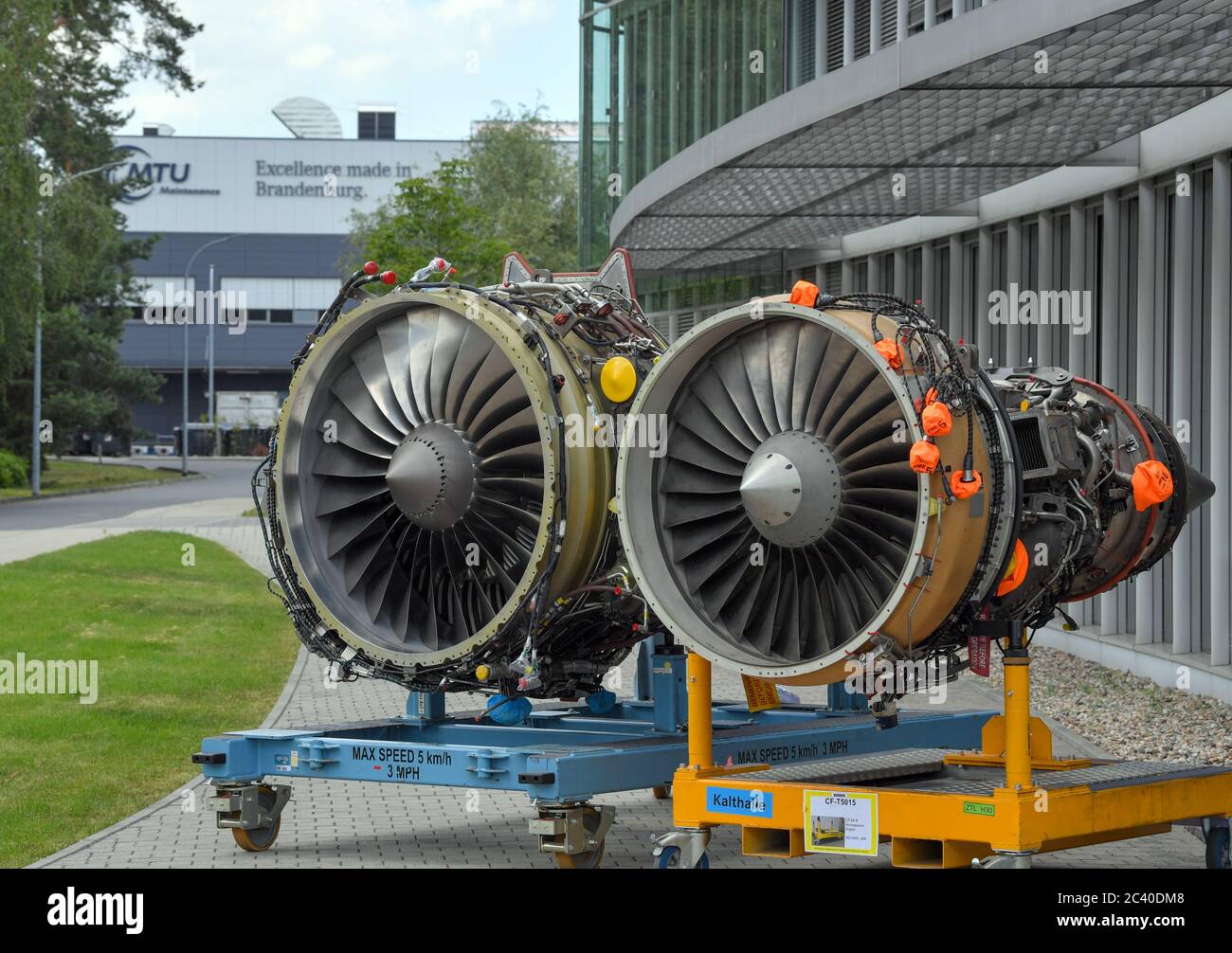 Ludwigsfelde, Germany. 22nd June, 2020. Two aircraft engines are ...