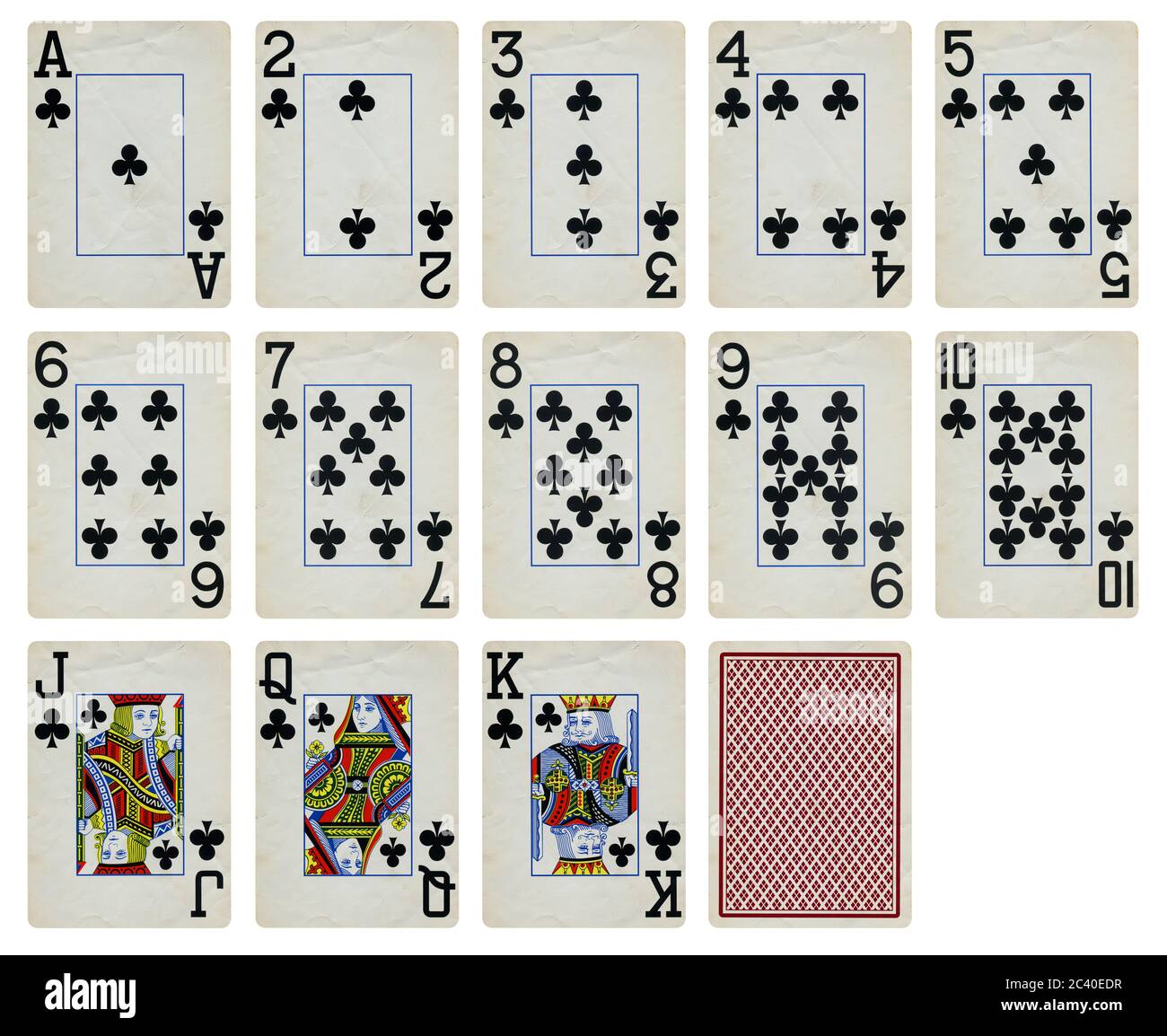 Playing cards of Clubs suit, isolated on white background - High ...