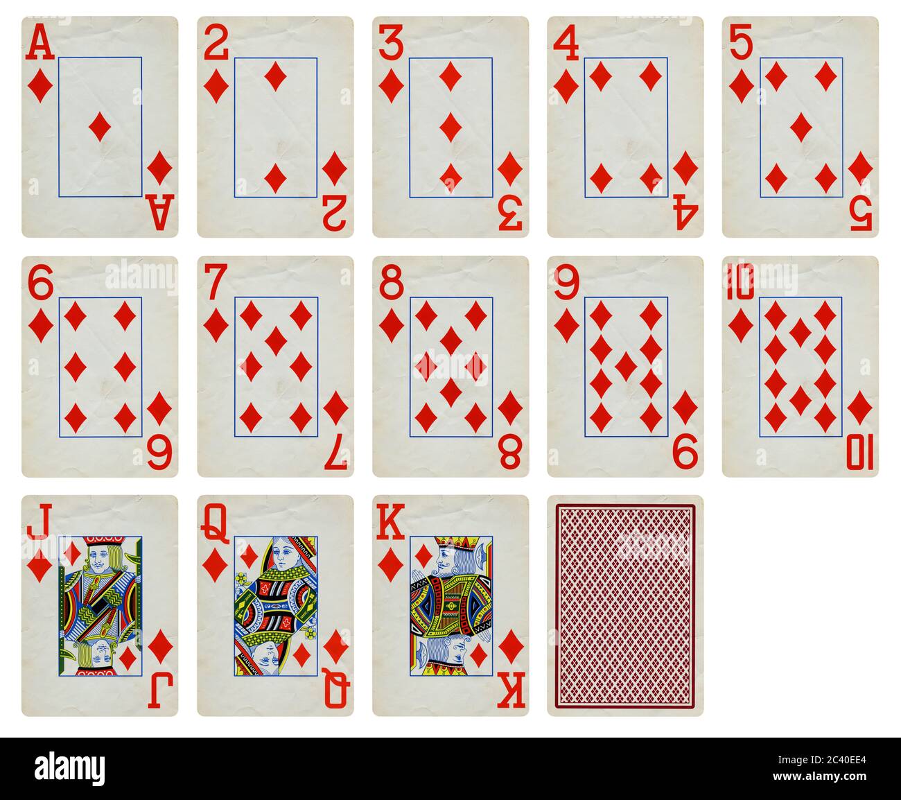 Playing cards of Diamond suit, isolated on white background - High ...