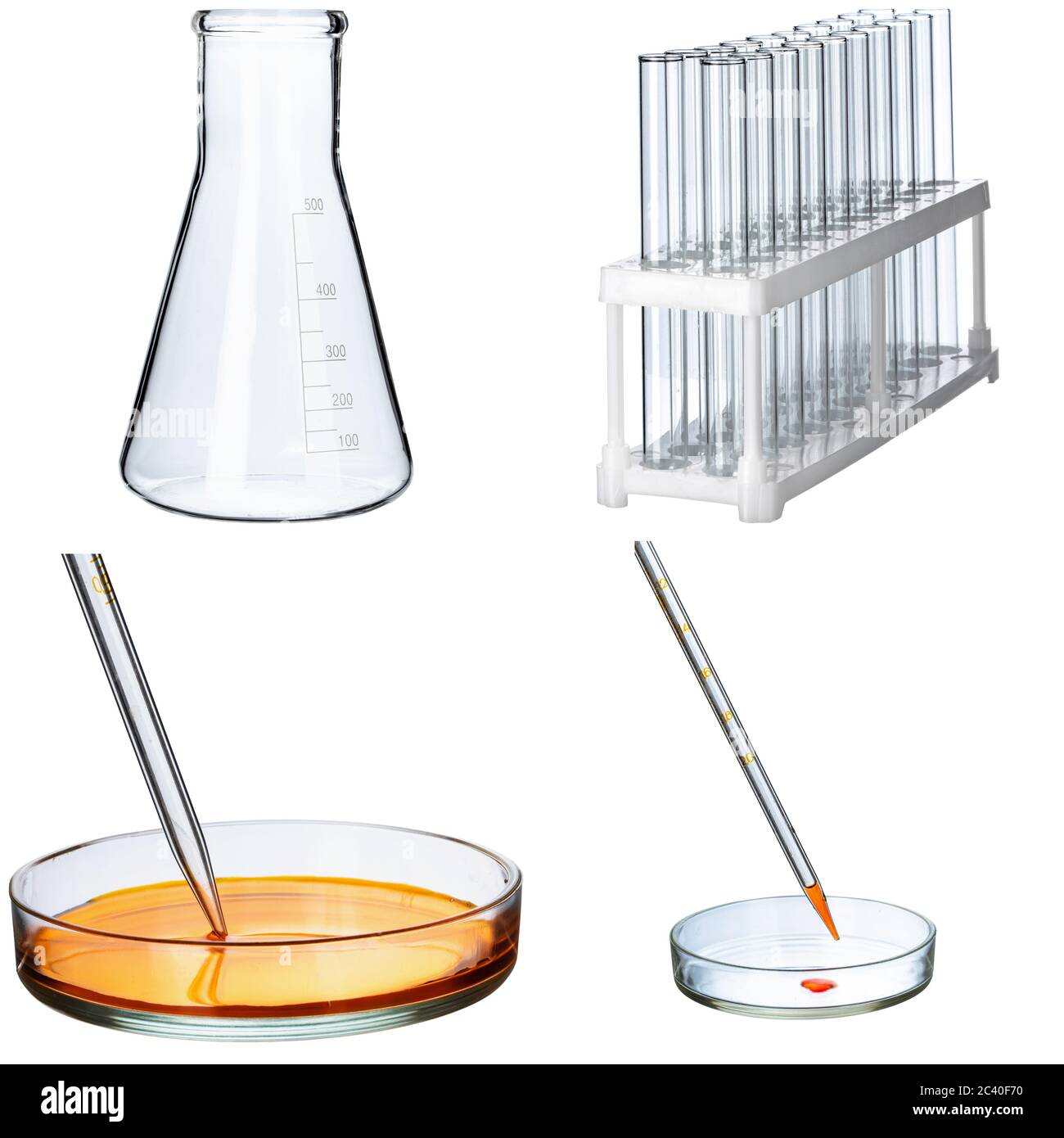 Collage of laboratory glassware on white background Stock Photo - Alamy