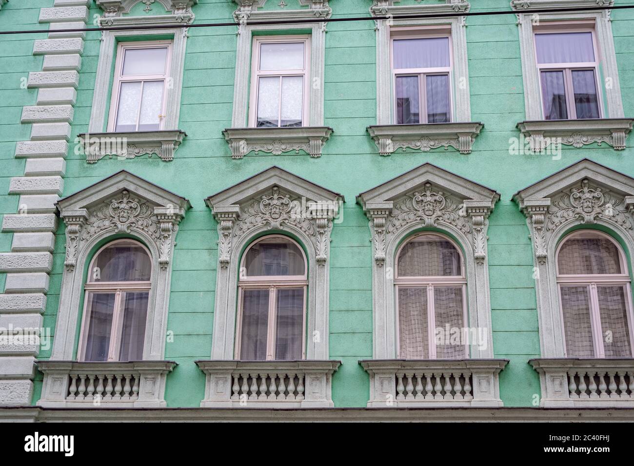 Vintage architecture, Vienna residential building facade. Renovated ...