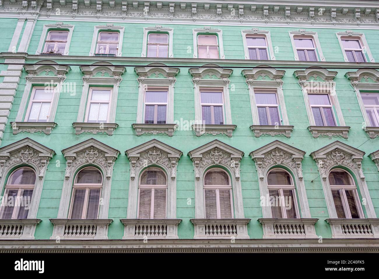 Vienna Architecture. Renovated colored facade of an old apartment ...
