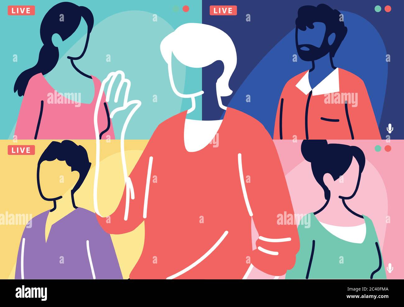 people talking to each other on the computer screen, conference video ...